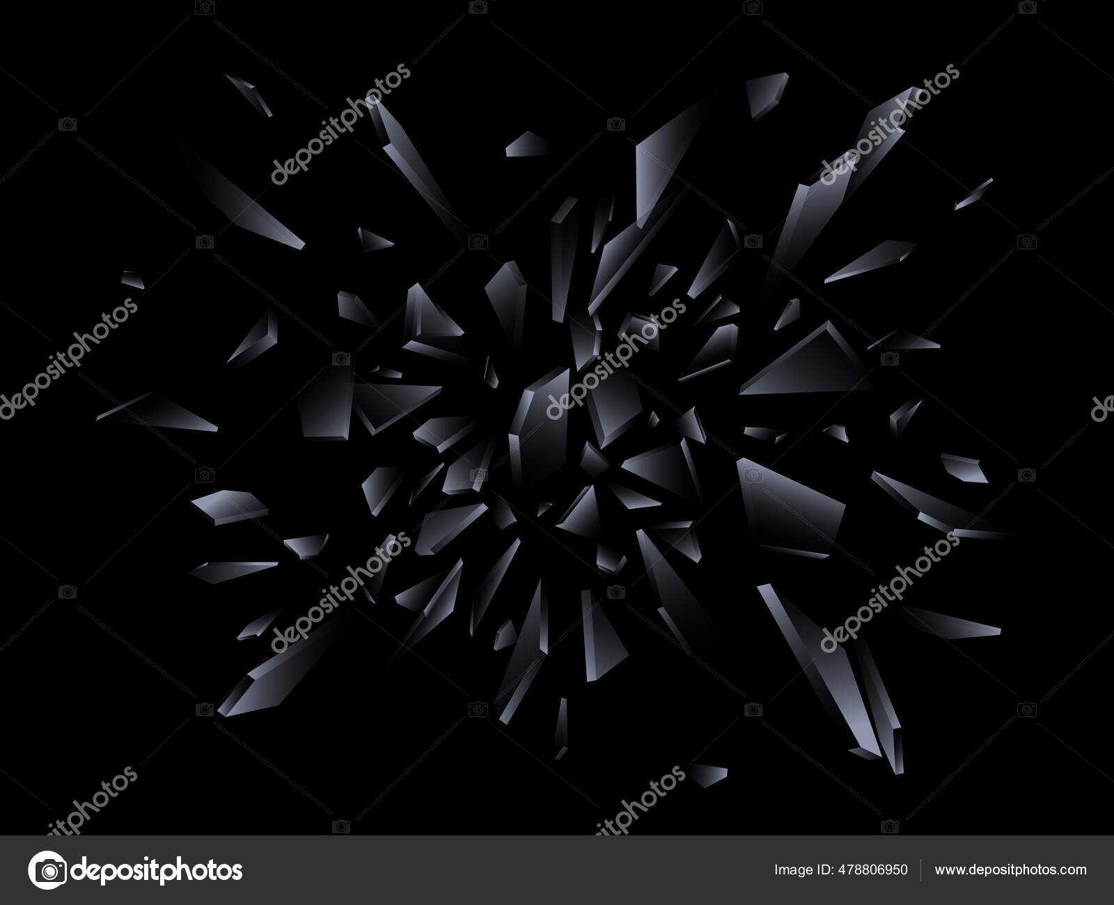 Shards Broken Glass Abstract Explosion Realistic Vector Background ...