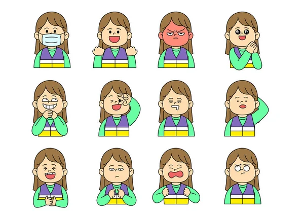 Asian Boy Character Various Facial Expressions Mask Stock Vector by ...