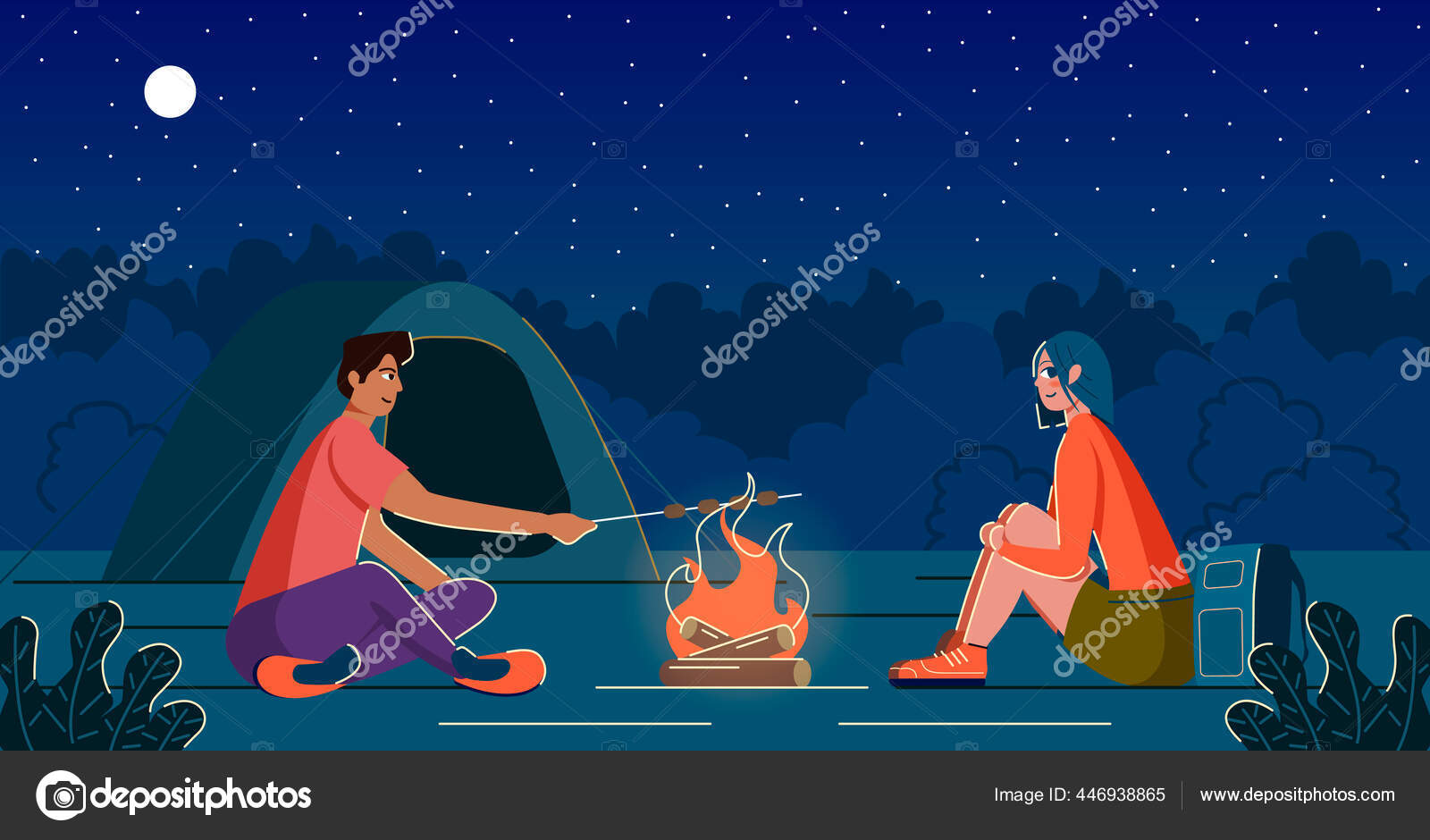 People Around A Campfire Clipart Images