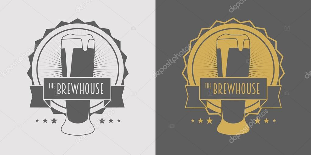 Beer, brewhouse or pub logo design element in vintage style for ...