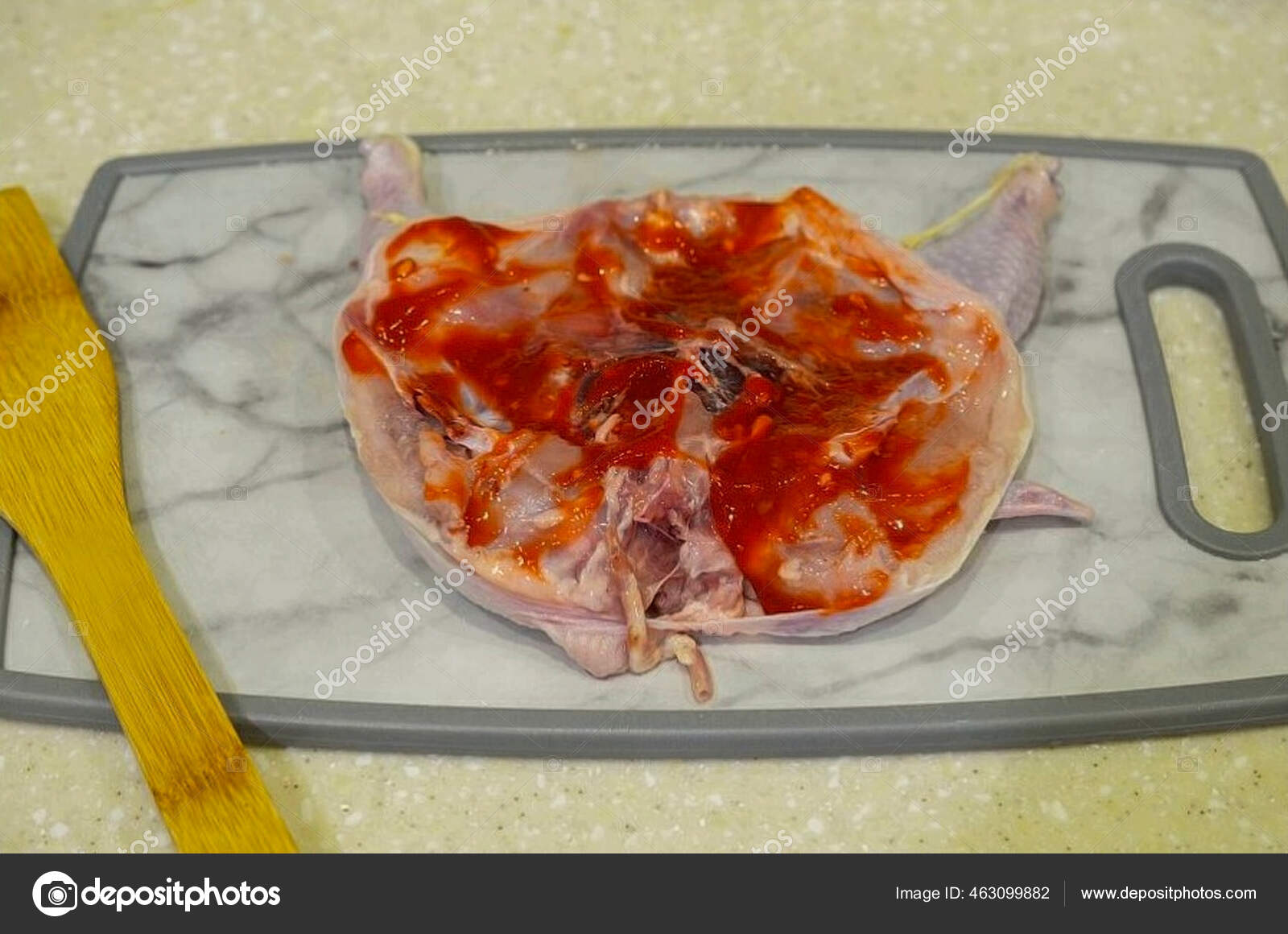 Brush Chicken Adjika All Sides Leave Marinate Few Hours — Stock Photo ...
