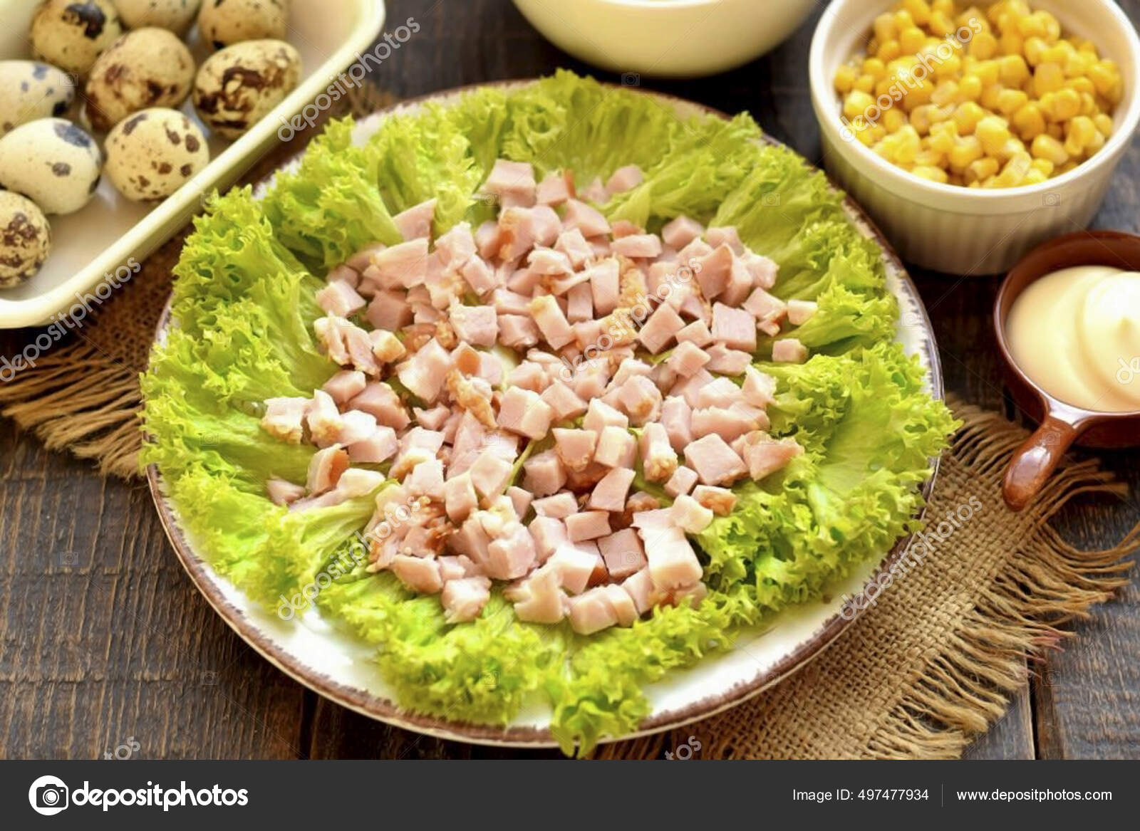 Rinse Lettuce Leaves Pat Dry Place Circle Flat Serving Plate — Stock ...