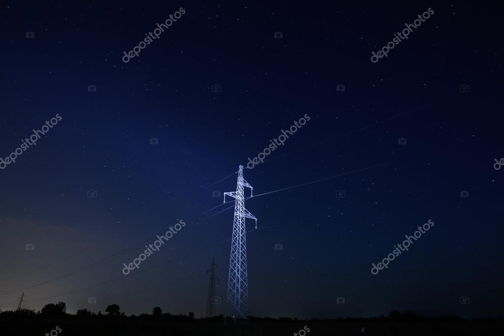 Pylon under starry sky — Stock Photo © zlikovec #72083343