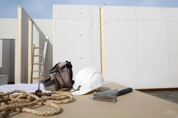 Building equipment, hardware and building plan - Stock Image - Everypixel