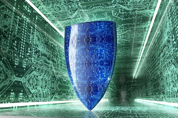 Digital safety concept computer shield in electronic environment ...