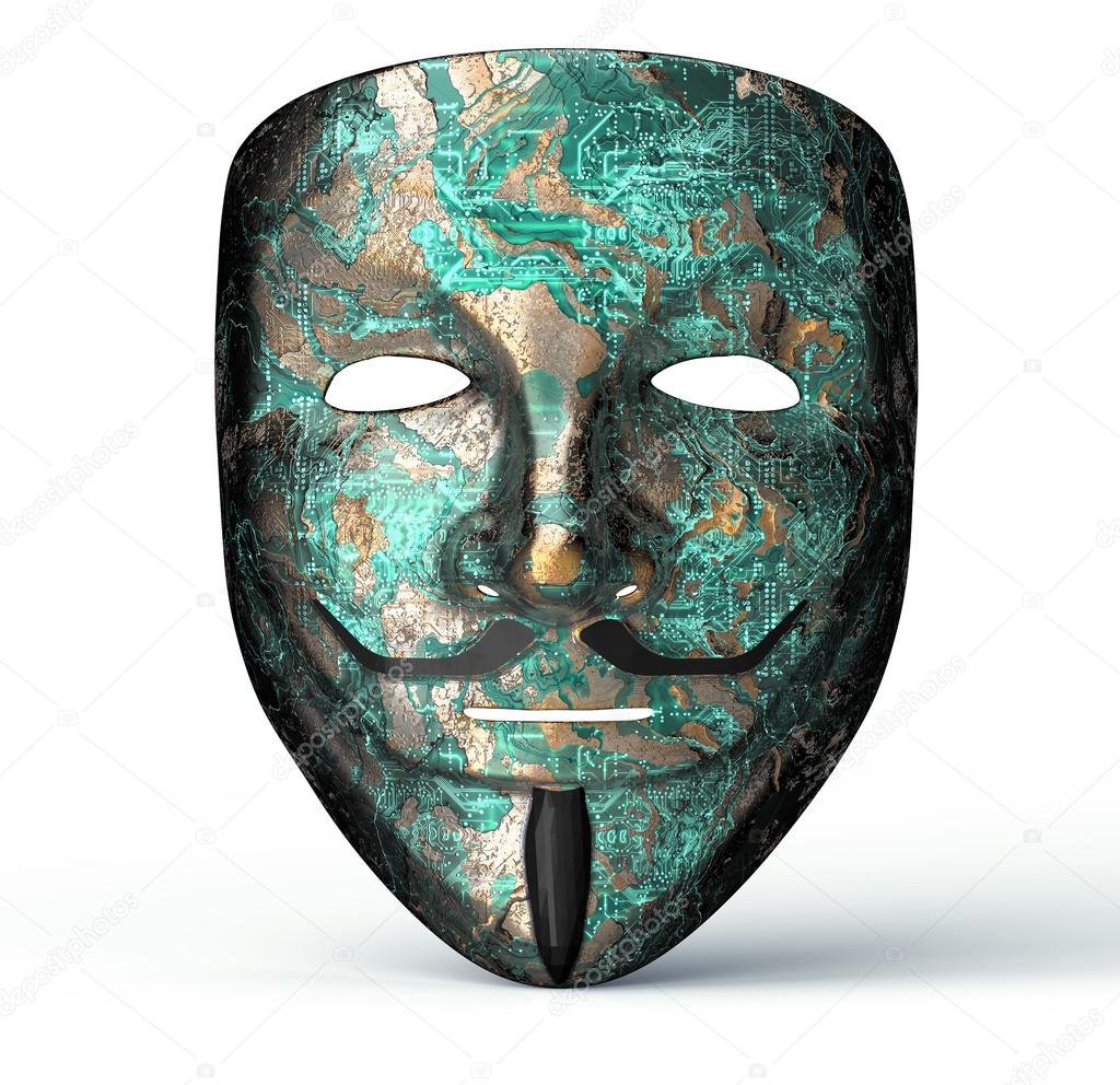 Electronic mask of a computer hacker — Stock Editorial Photo © the ...