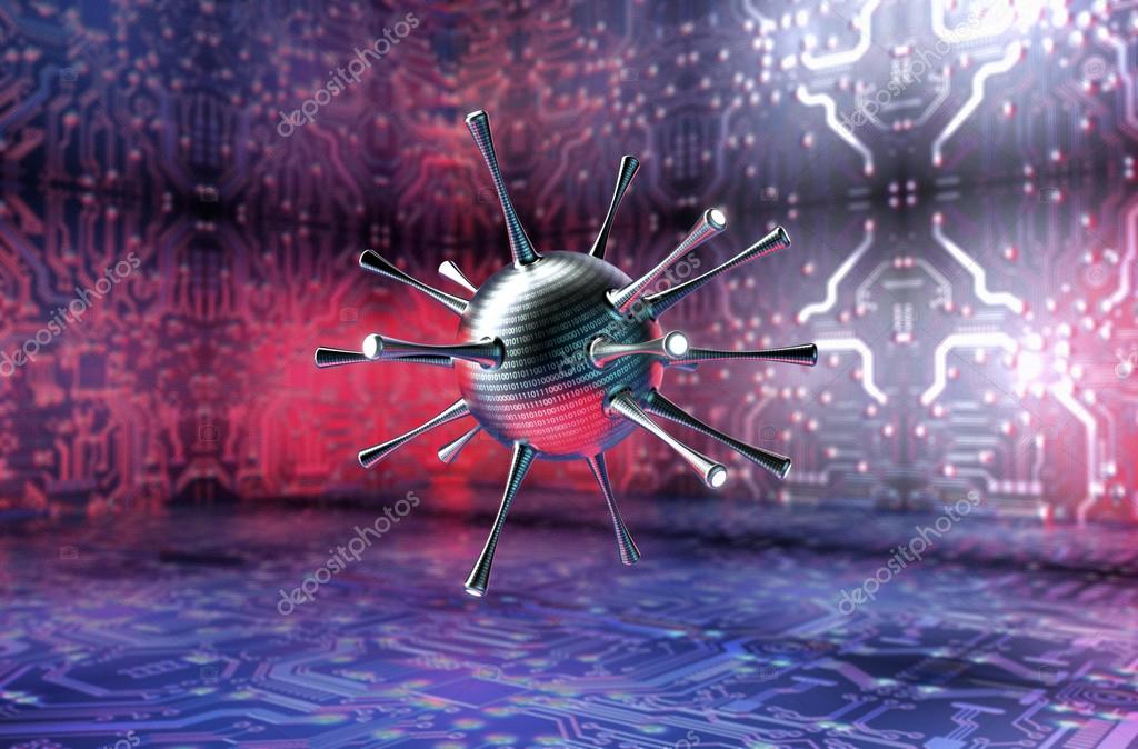 Digital safety concept computer virus in electronic environment Stock ...
