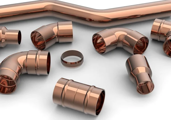 Red copper pipe isolated on a white background — Stock Photo © the ...