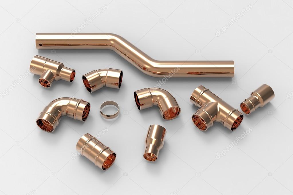 Red copper pipe isolated on a white background — Stock Photo © the ...