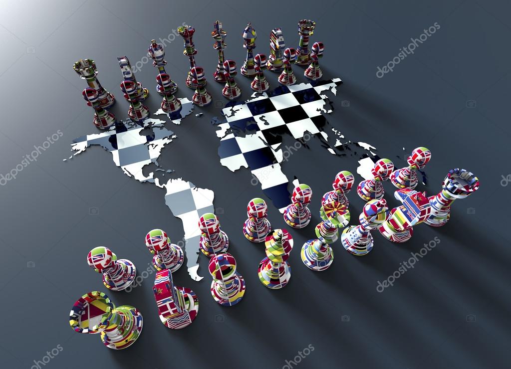 Chess board out of the world map with chess play Stock Photo by ©the ...