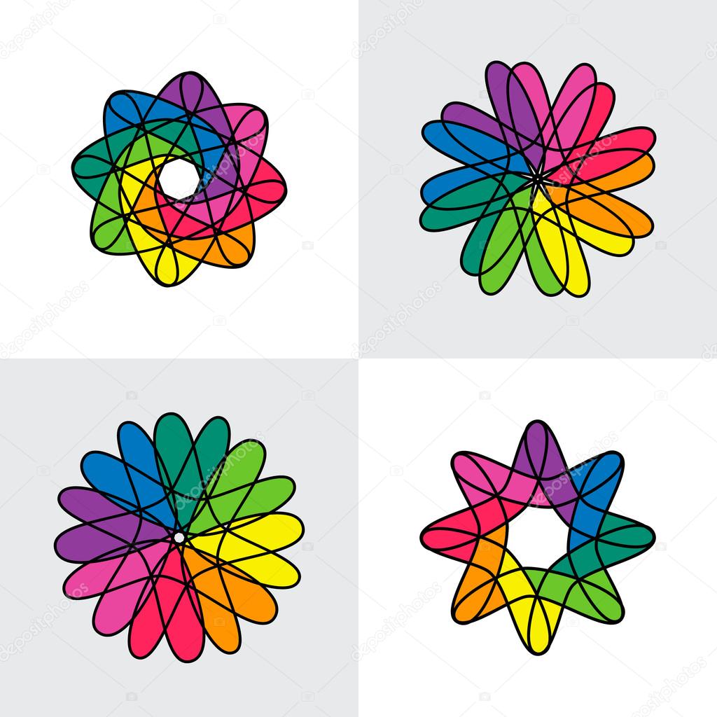 Set intertwined colorful vector, abstract loop weaved medieval motif ...