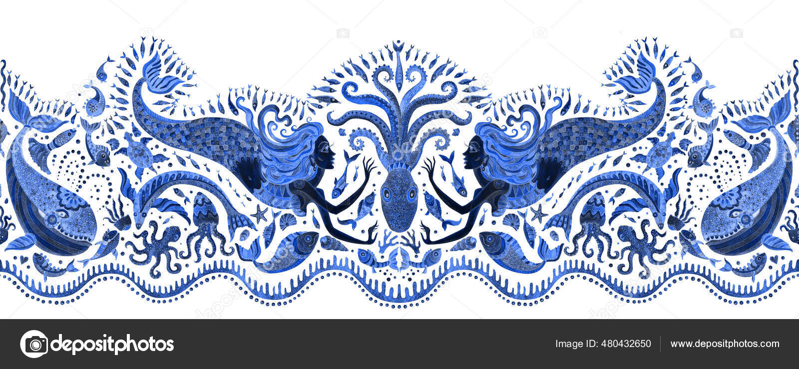 Blue Animal Print Border