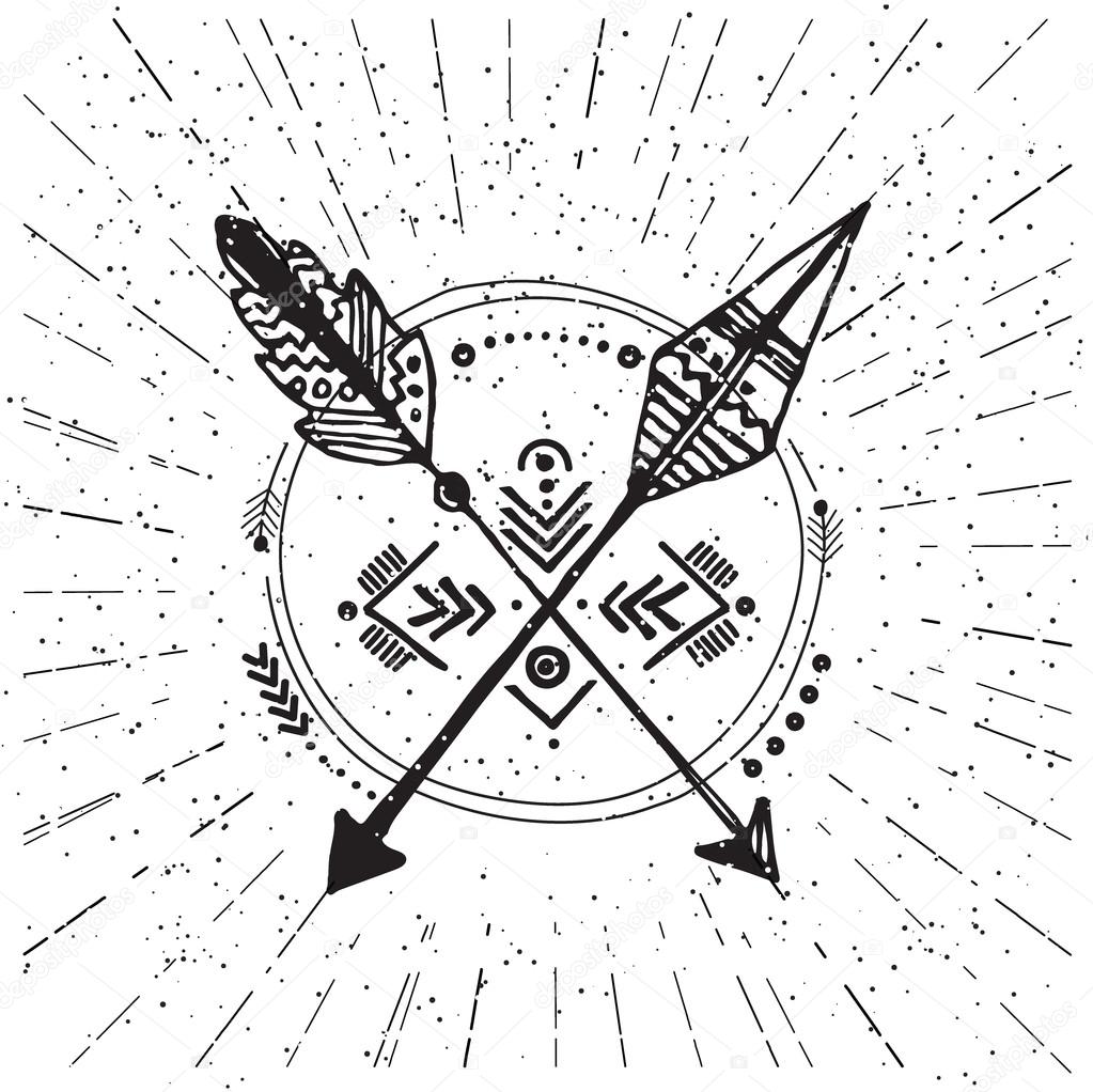 Native american poster, hipster, aztek style Perfect emblem for Stock ...