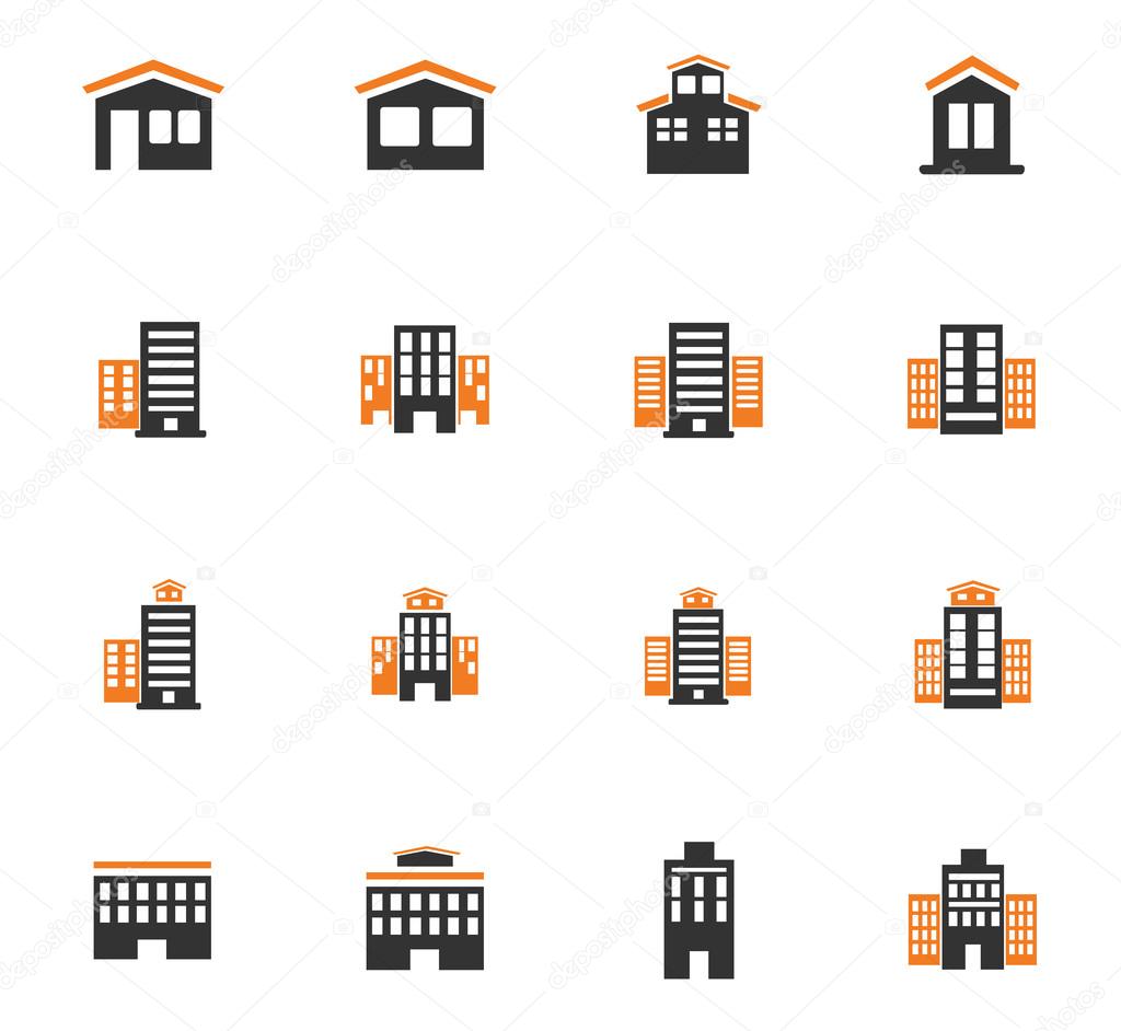 Edificios iconos conjunto Vector de stock #106435330 de ©Lisess