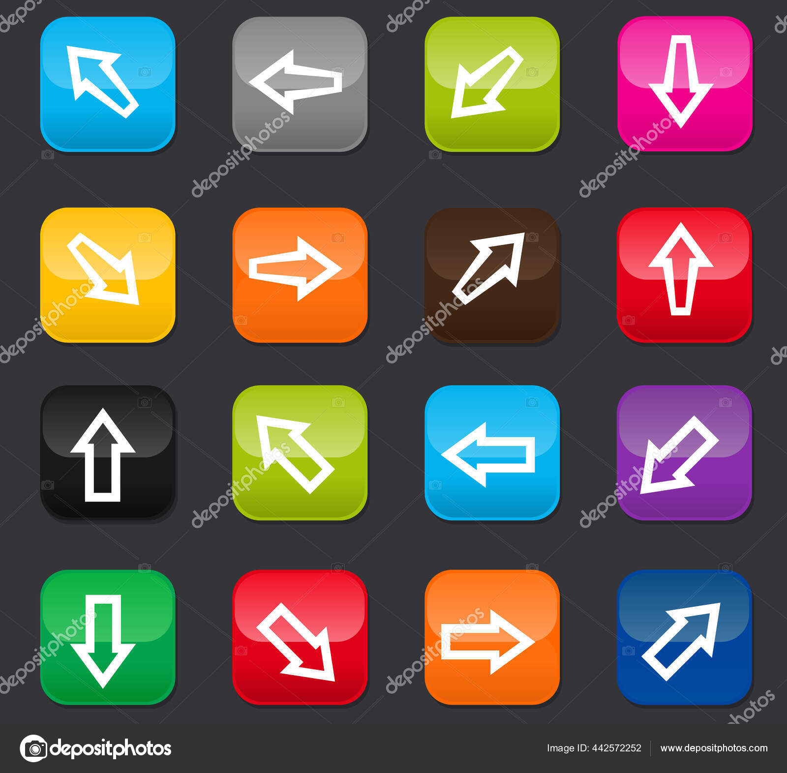 Iconos Vectores Flechas Para Diseño Interfaz Usuario Botones Colores ...