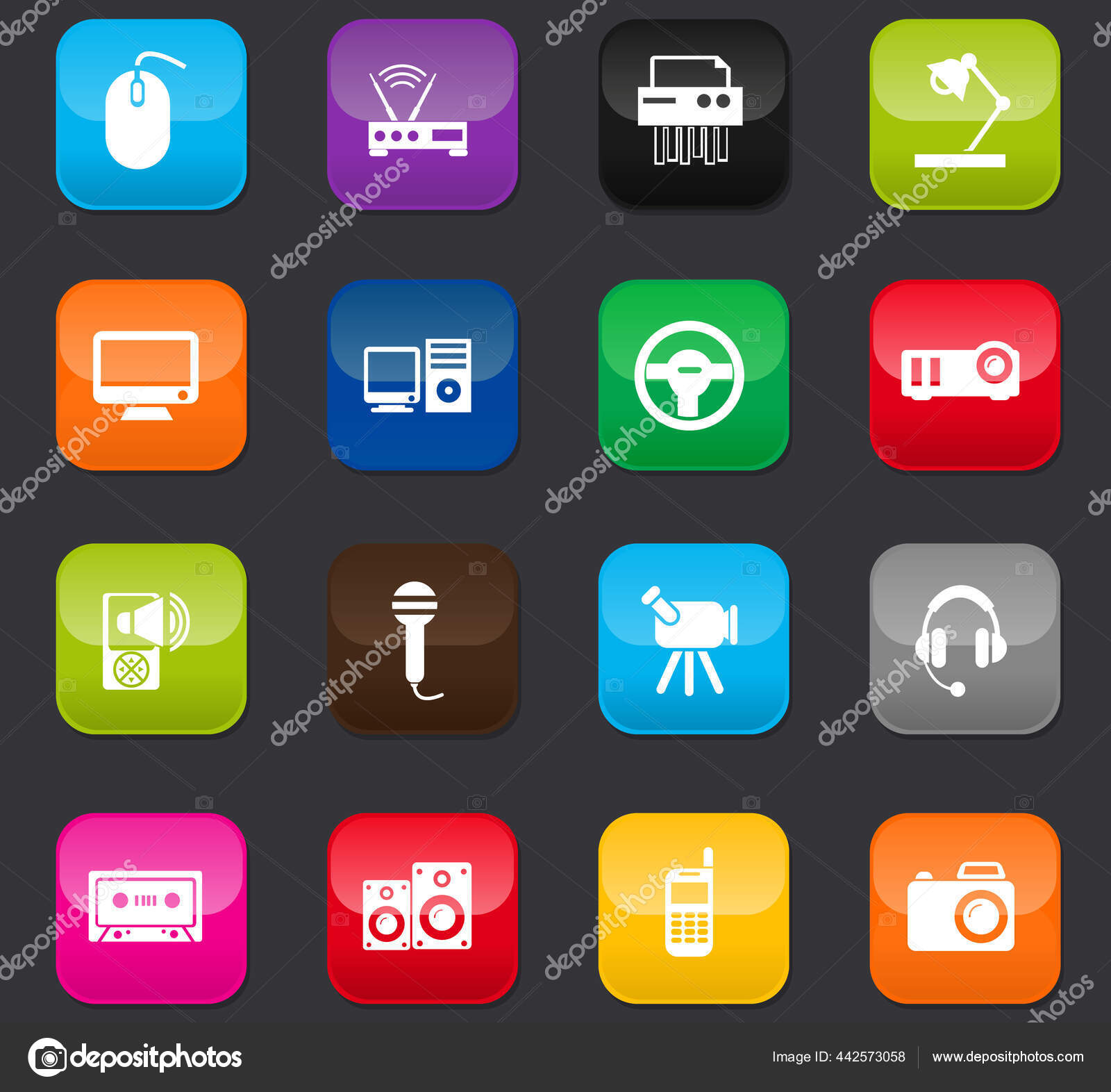 Devices Icon Set Web Sites User Interface Colored Buttons Dark Stock ...