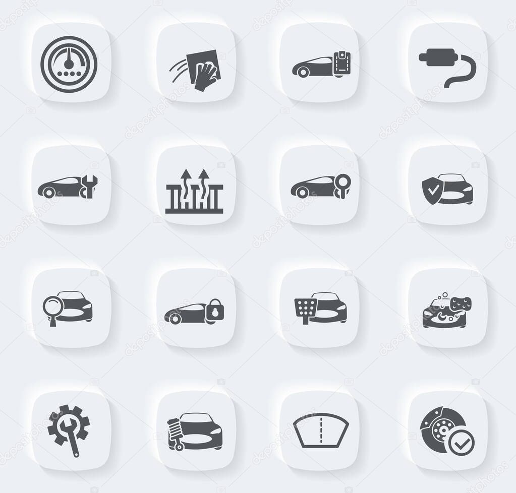 Conjunto de iconos de tienda de automóviles para sitios web e interfaz ...