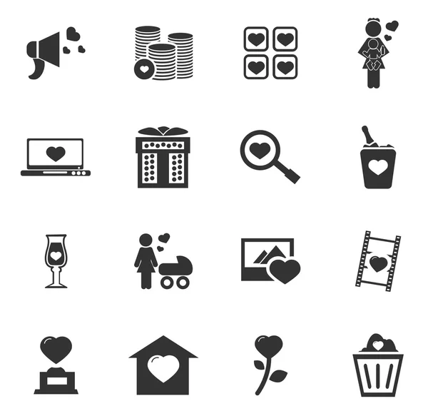 Valentine's Day and First Love Icons. Vector icon set. — Stock Vector ...