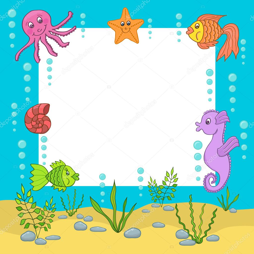 Sea frame. Vector illustration — Stock Vector © lisagerrard #72150635