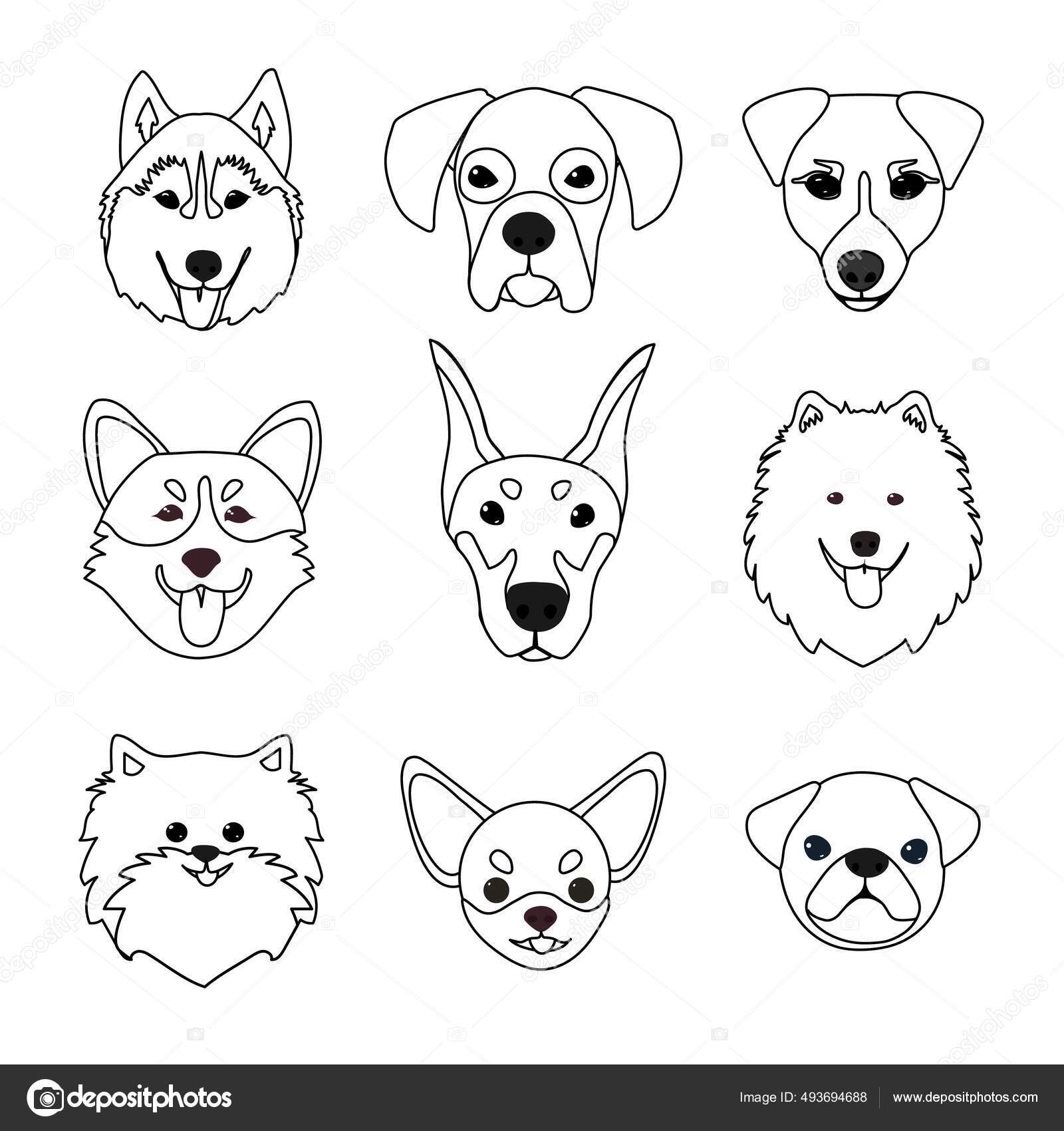 Gambar icons.Vector kepala anjing diisolasi pada latar belakang putih ...