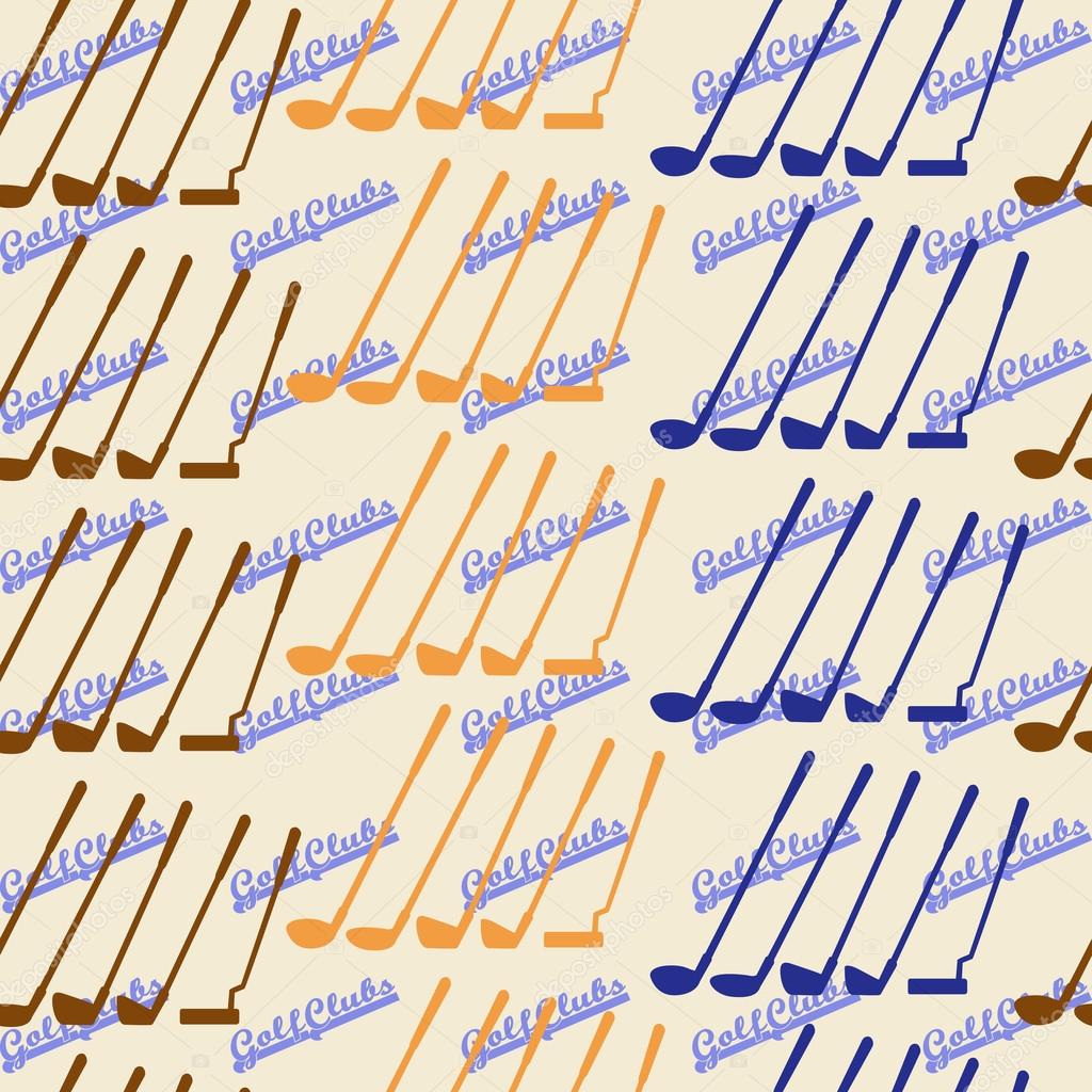 Golf sport clubs seamless texture in vintage style. Driver, wood, iron ...