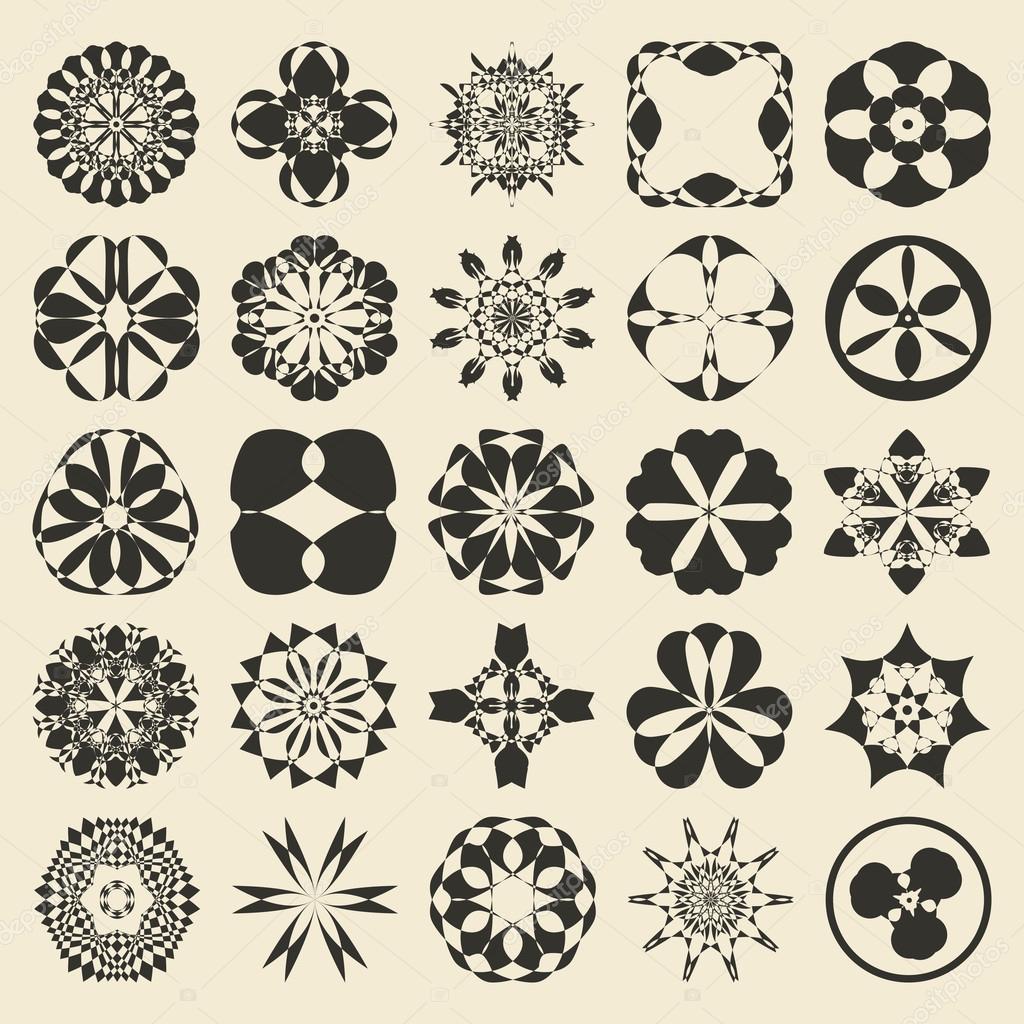 25 design element set. Twenty five sample object collection. Round ...