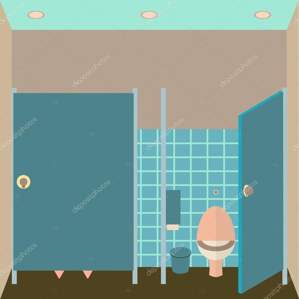 Toilet interior vector illustration. Lavatory in flat style. Women ...