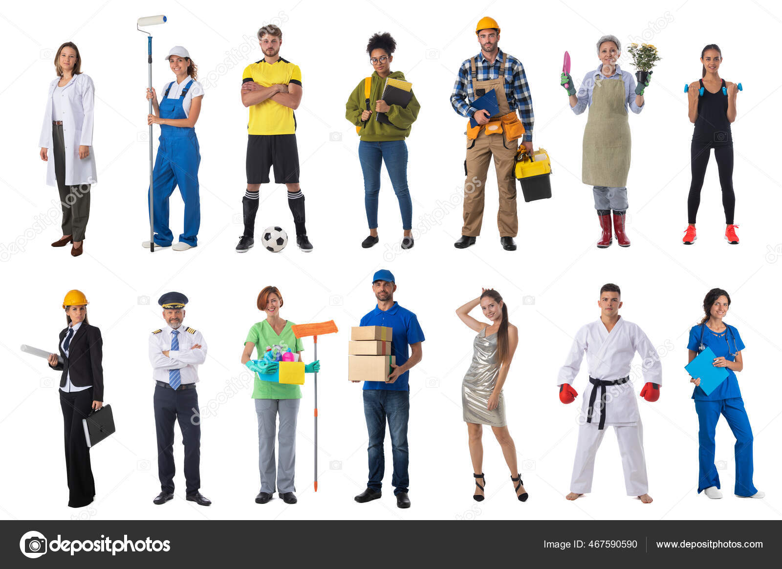 Collage Conjunto Colección Personas Con Diversas Profesiones ...