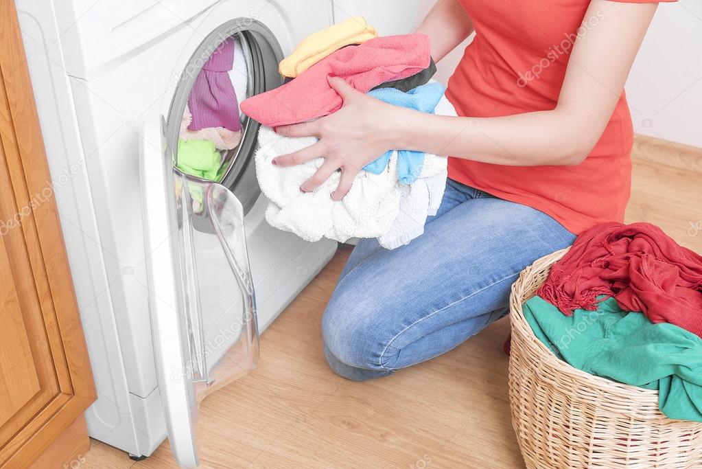Woman and a washing machine. Stock Photo by ©tanya.rozhnovskaya@gmail ...