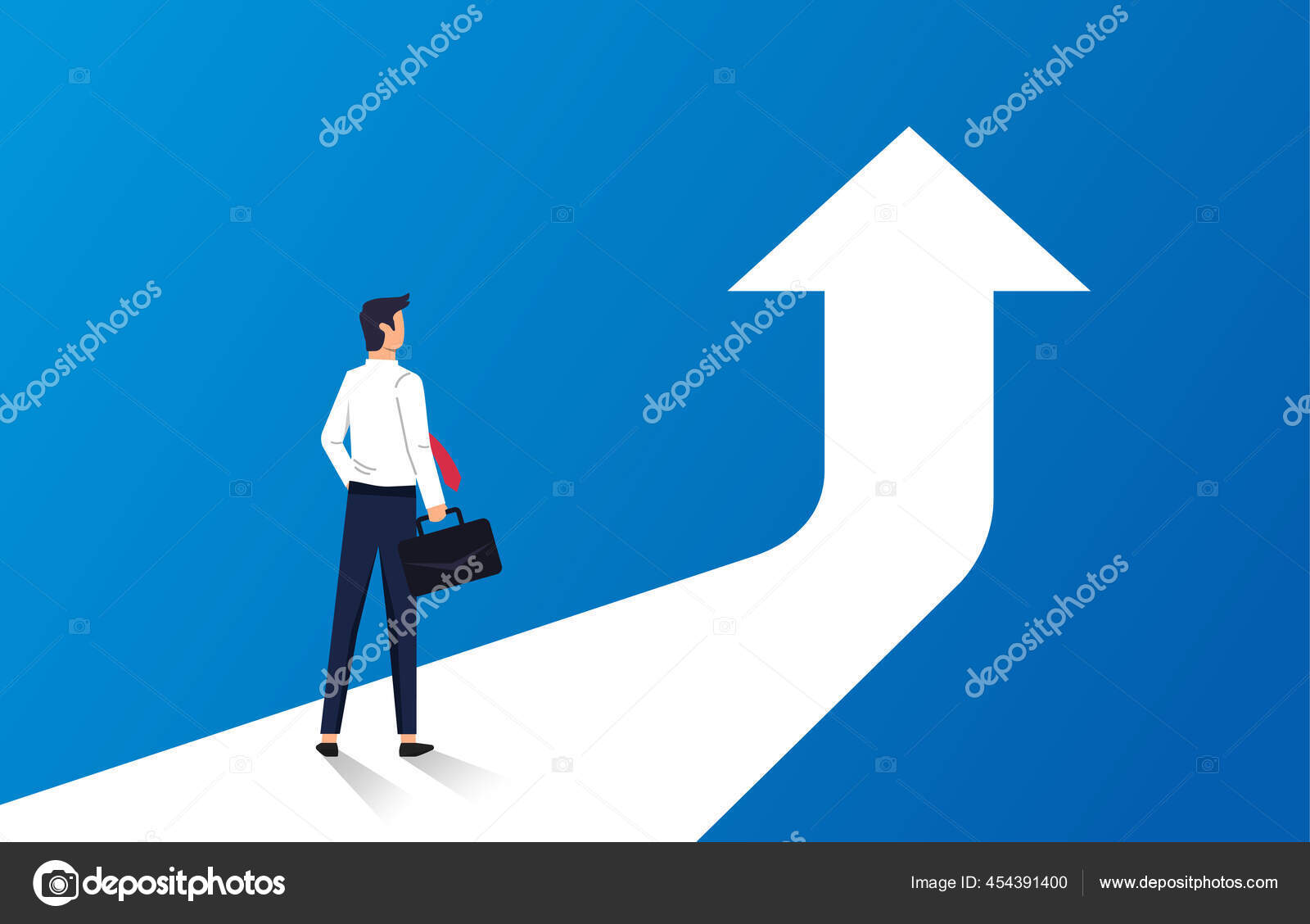 Business Success Next Level Concept Businessman Standing Front Arrow ...