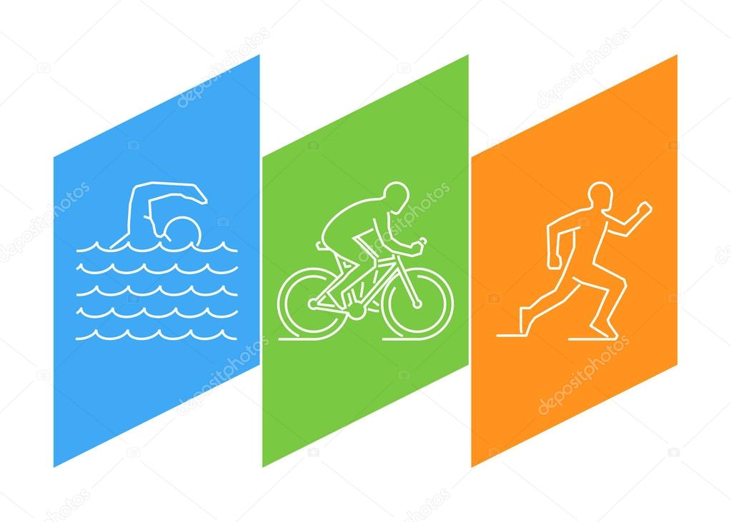 Color line logo triathlon and figures triathletes. Stock Vector Image ...