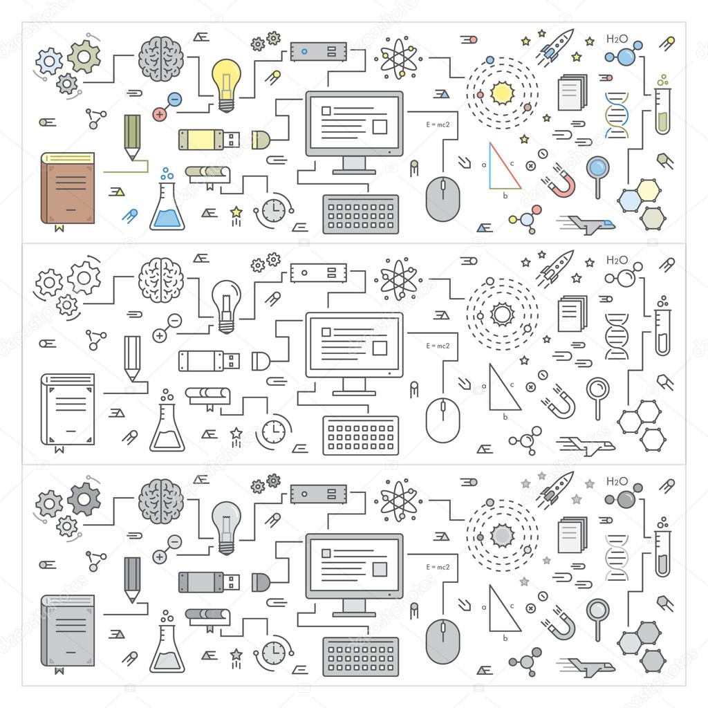 Line design concept web banner for online education Stock Vector Image ...