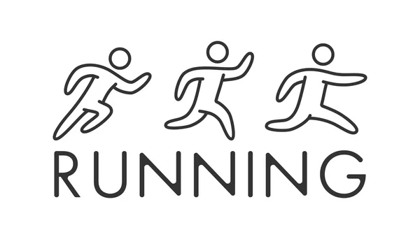 Outline silhouettes of runners. Line vector figures marathoner. — Stock ...