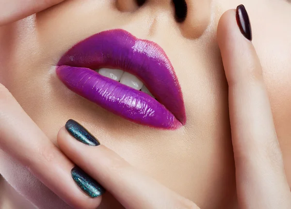 Very beautiful plump lips — Stock Photo © palatovskystudio #105249824