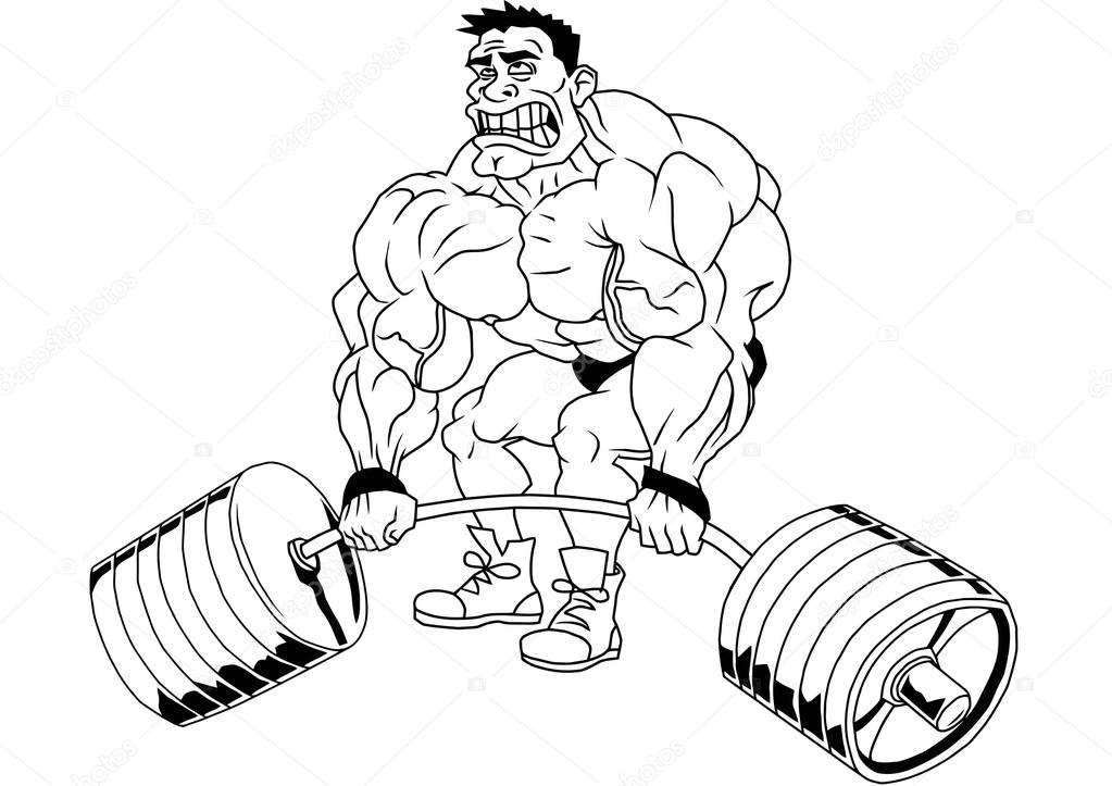 Cartoon funny bodybuilder lift up weight — Stock Photo © orrlov #73011781
