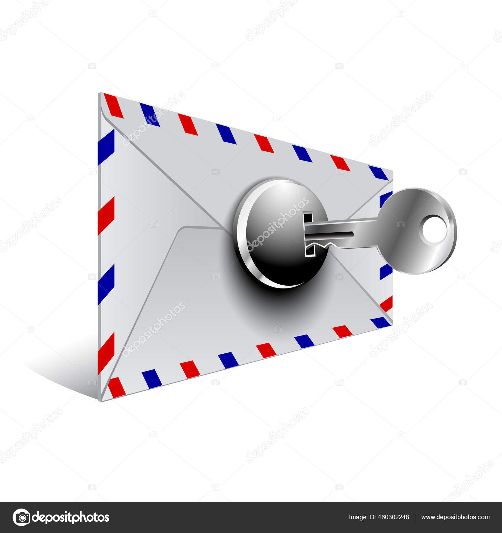 Mail Concept White Background Mail Security Mail Protection Envelope ...