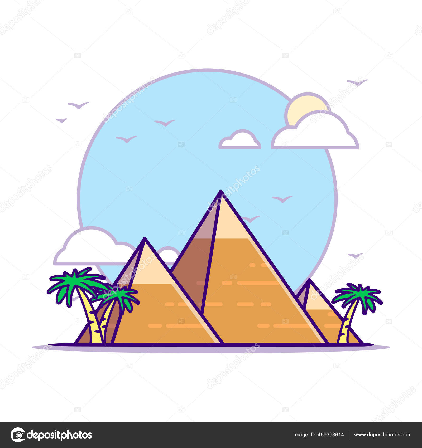 Gran Pirámide Giza Monumentos Vector Icono Ilustración Estilo Plano ...