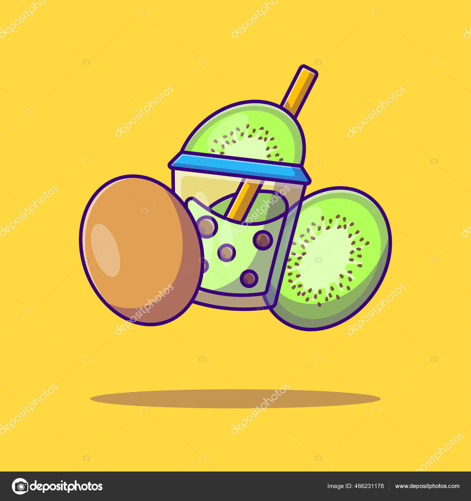 Bubble Tea Kiwi Vector Cartoon Illustration Bubble Tea Fruit Icon Стоковий вектор ©KardusStd ...
