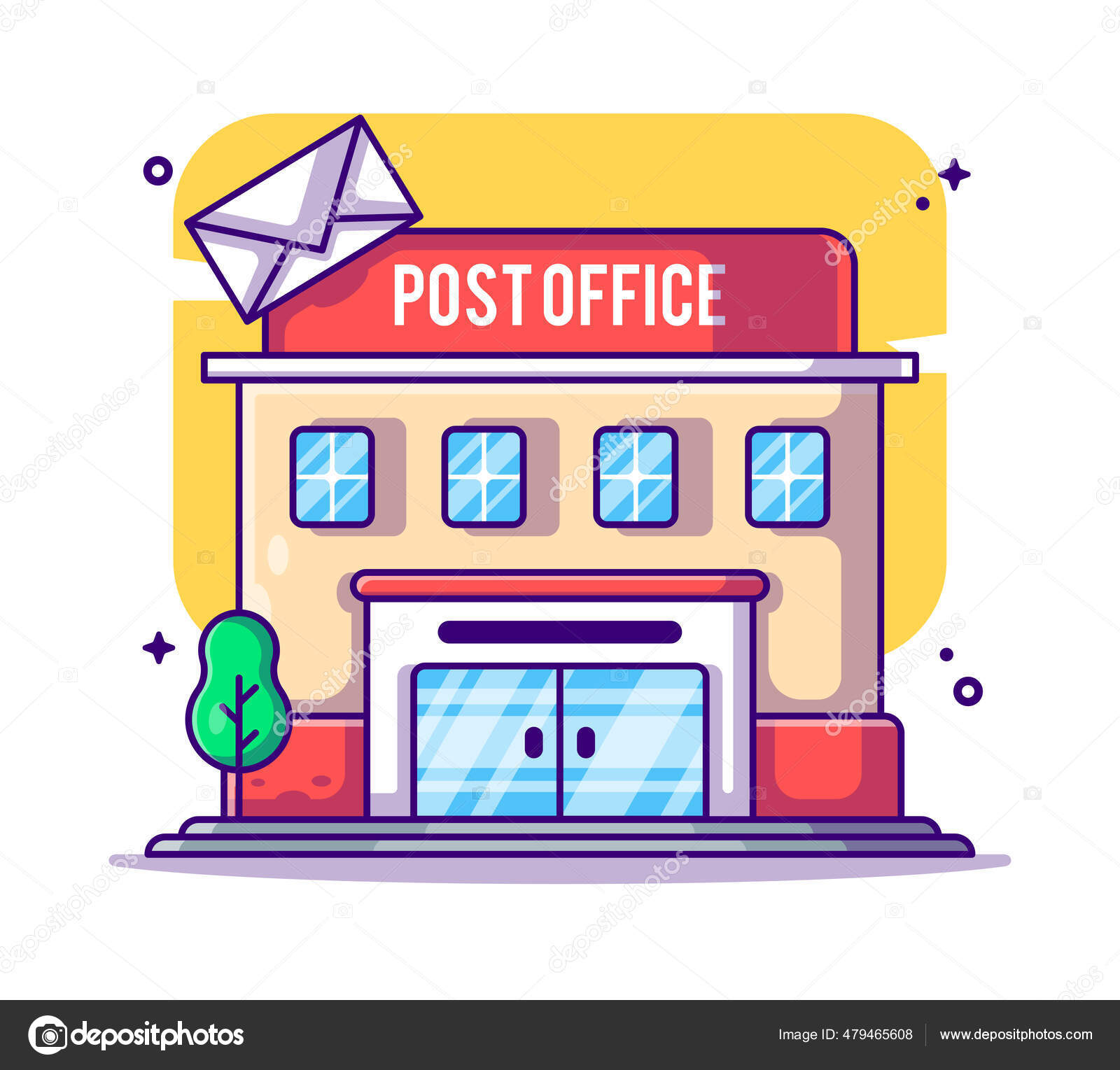 Post Office Building Vector Cartoon Ilustrações imagem vetorial de ...