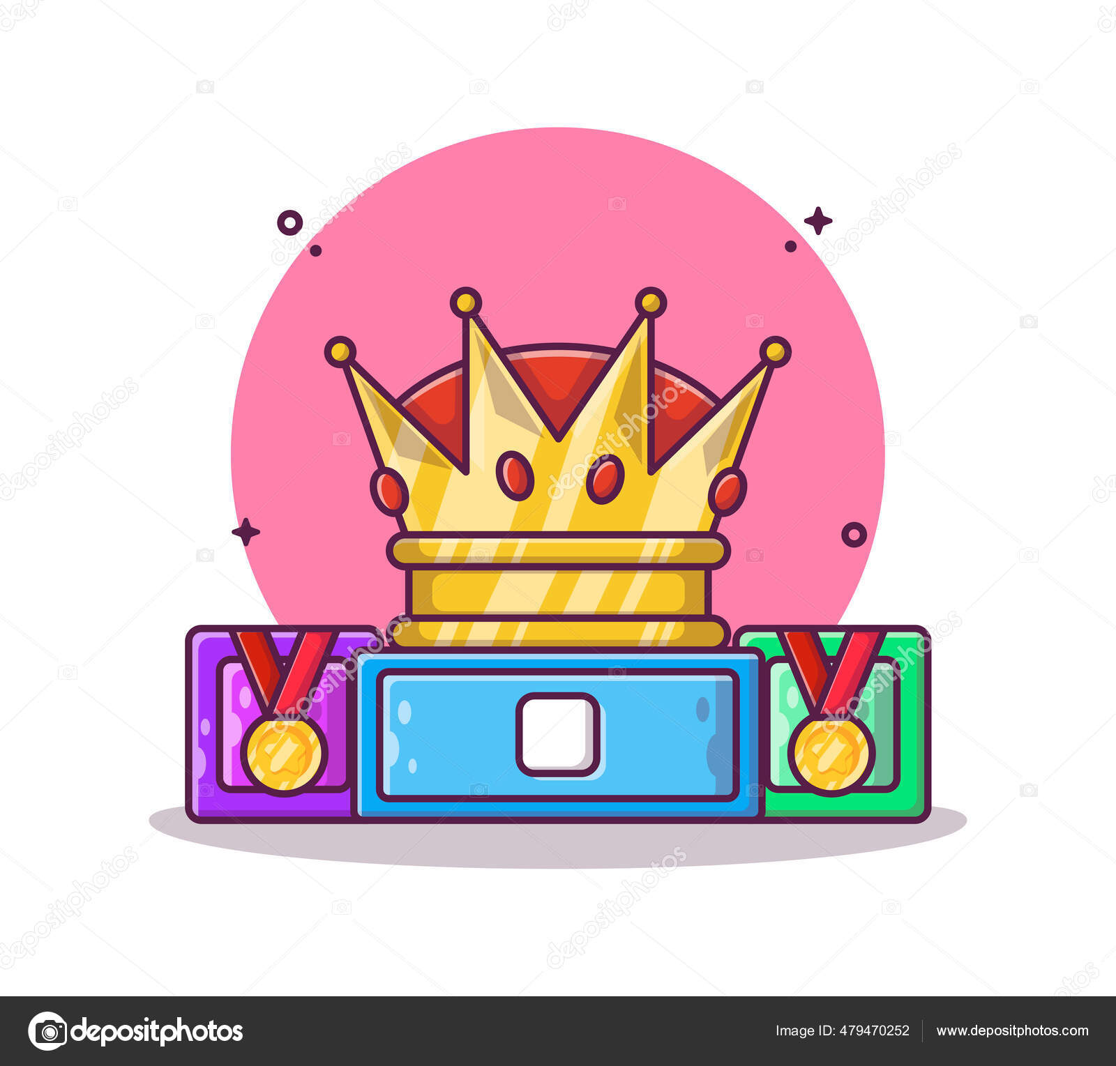Corona Medalla Dibujos Animados Vector Ilustración Recompensas Concepto ...