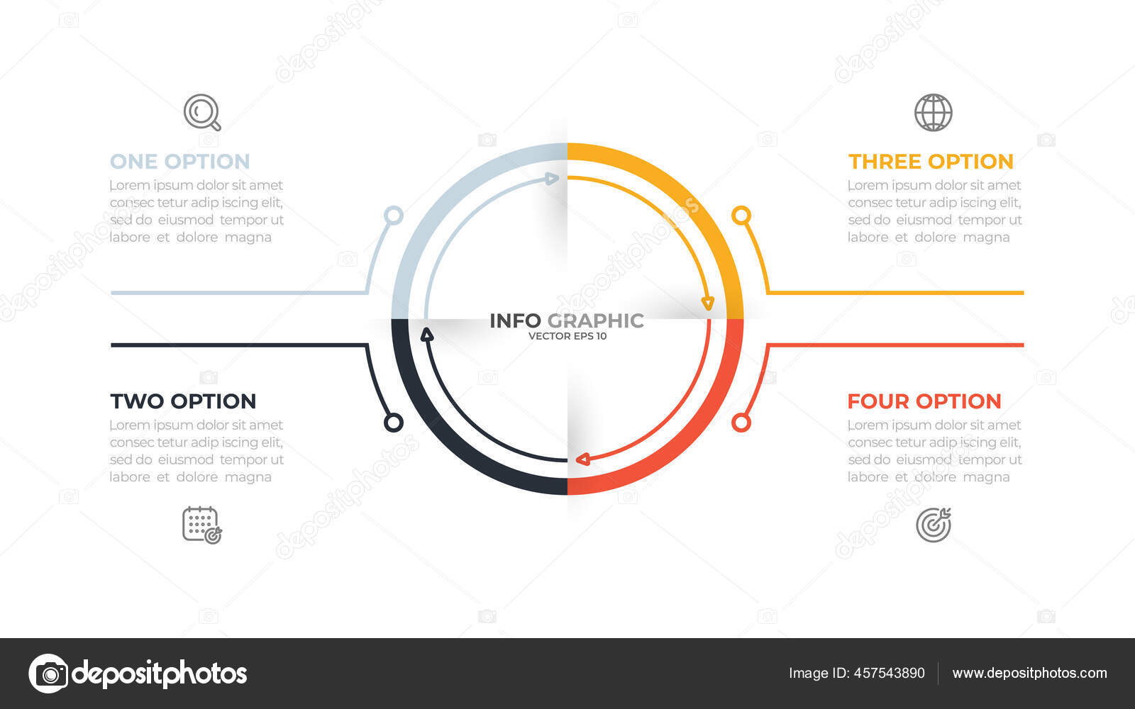 Vector Info Graphic Process Line Arrows Business Concept Steps Options ...