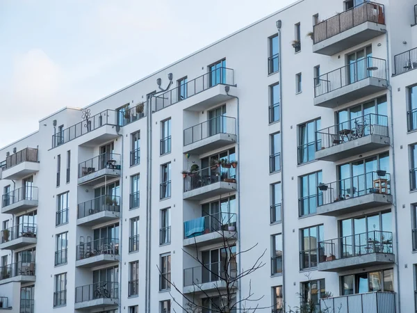 Modern Low Rise Apartment Building with Balconies - Stock Image ...