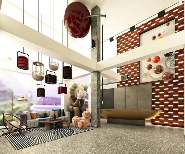 Render Luxury Hotel Lobby Reception Hall Stock Photo by ...