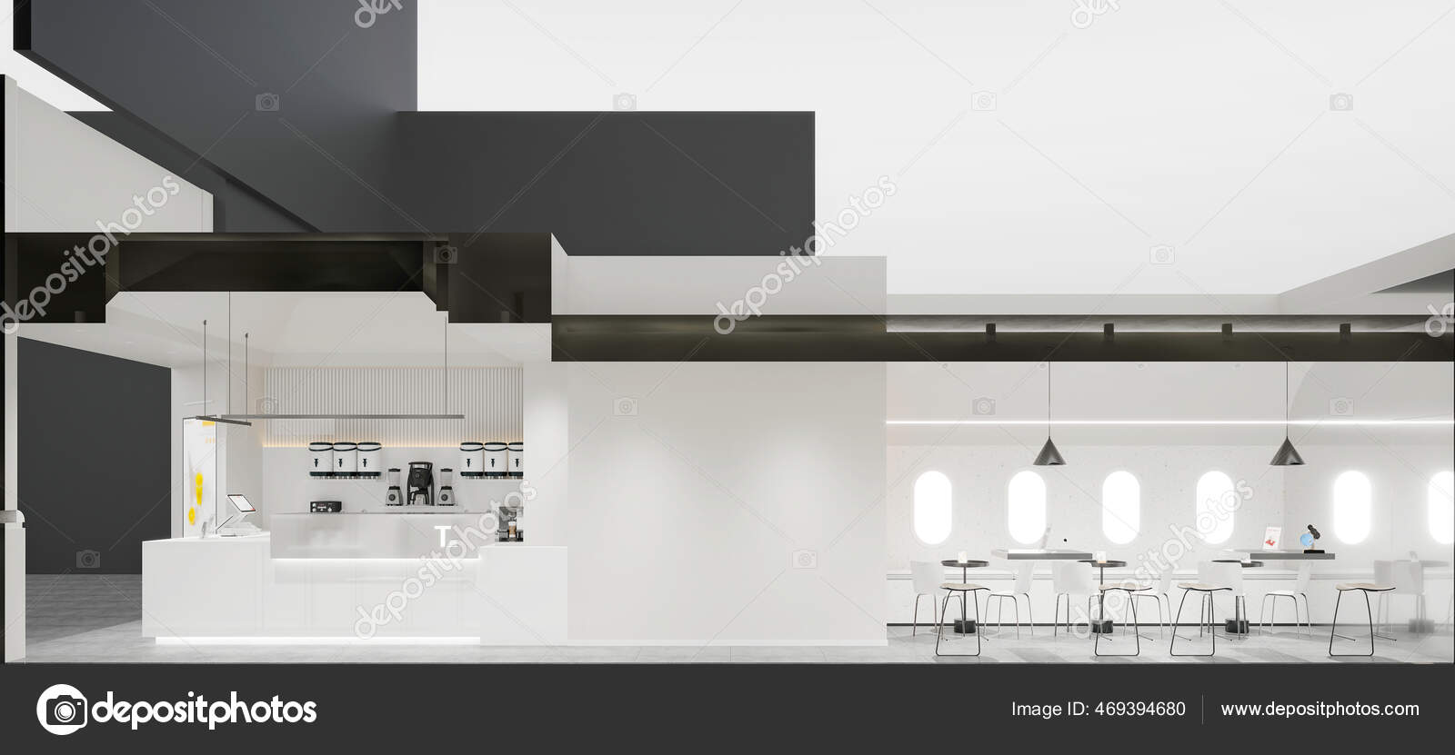 Render Minimalist Design Cafe Restaurant — Stock Photo ...