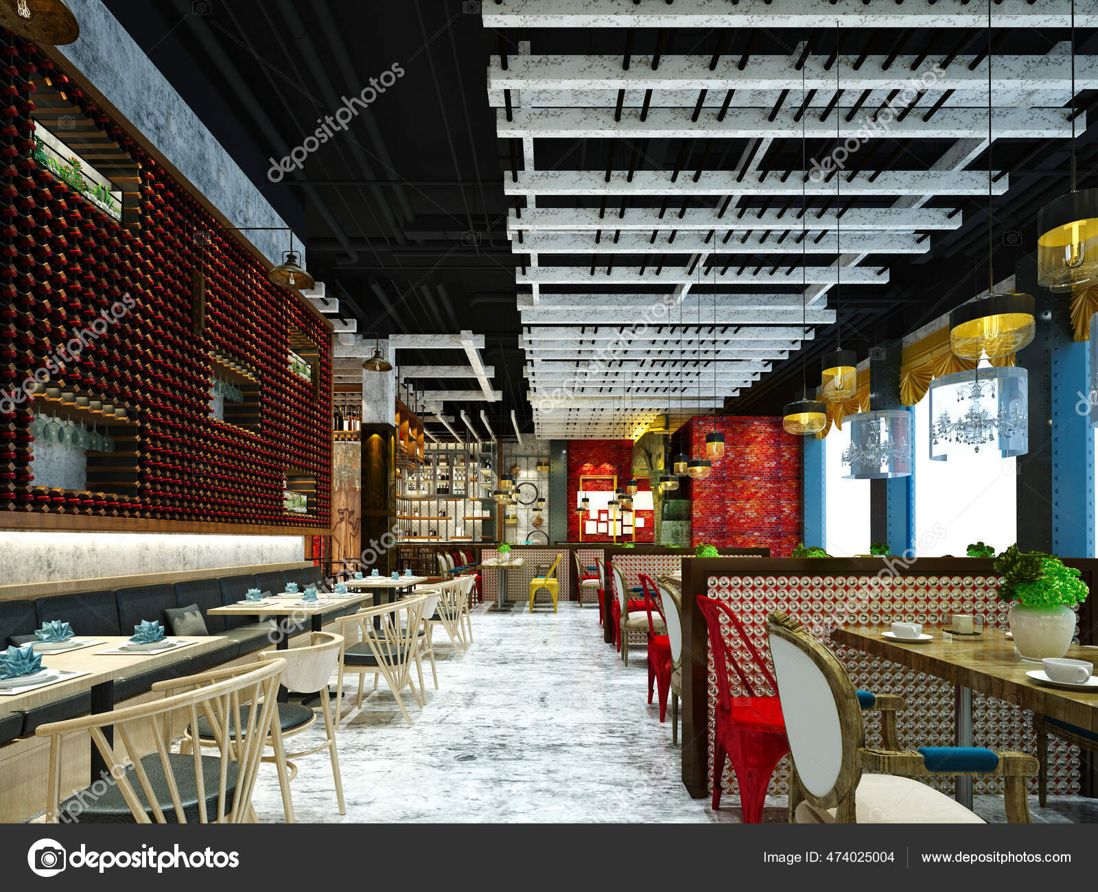 Render Cafe Restaurant — Stock Photo © furkantellioglu #474025004