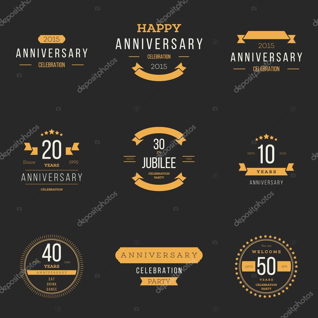 Conjunto vectorial de signos de aniversario, símbolos. Colección de elementos de diseño jubilar ...