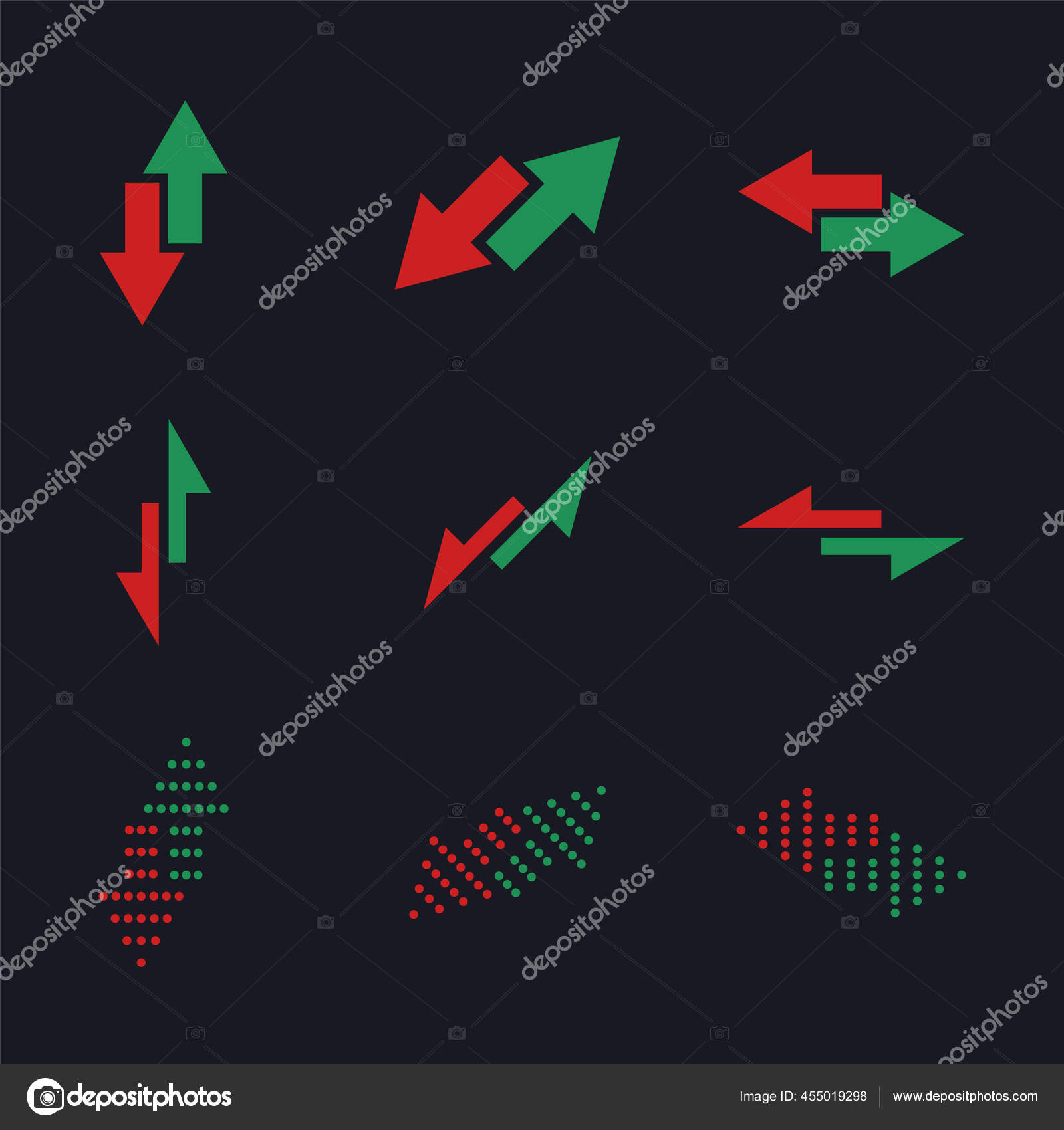 Set Simple Substitution Vector Icons Green Red Arrows Changing ...