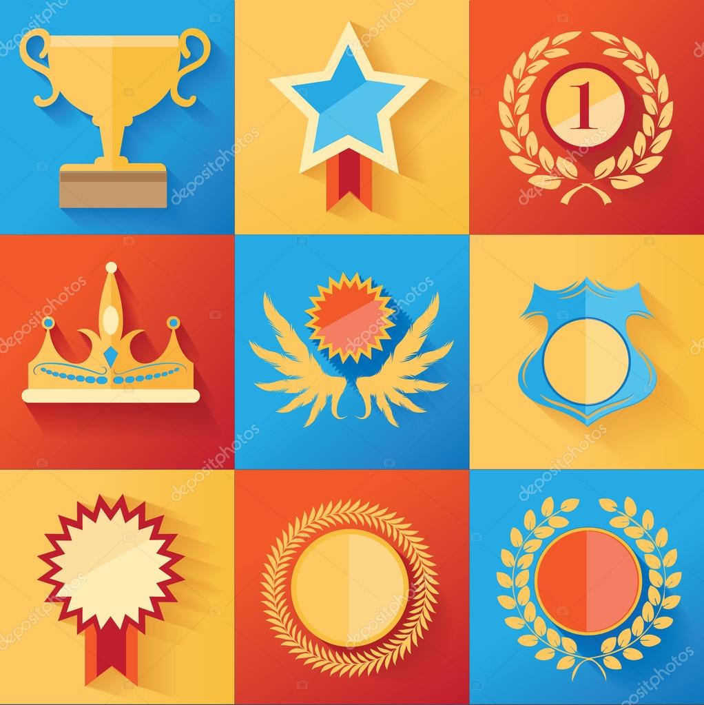 Set of reward and achievement icons Stock Vector Image by ...
