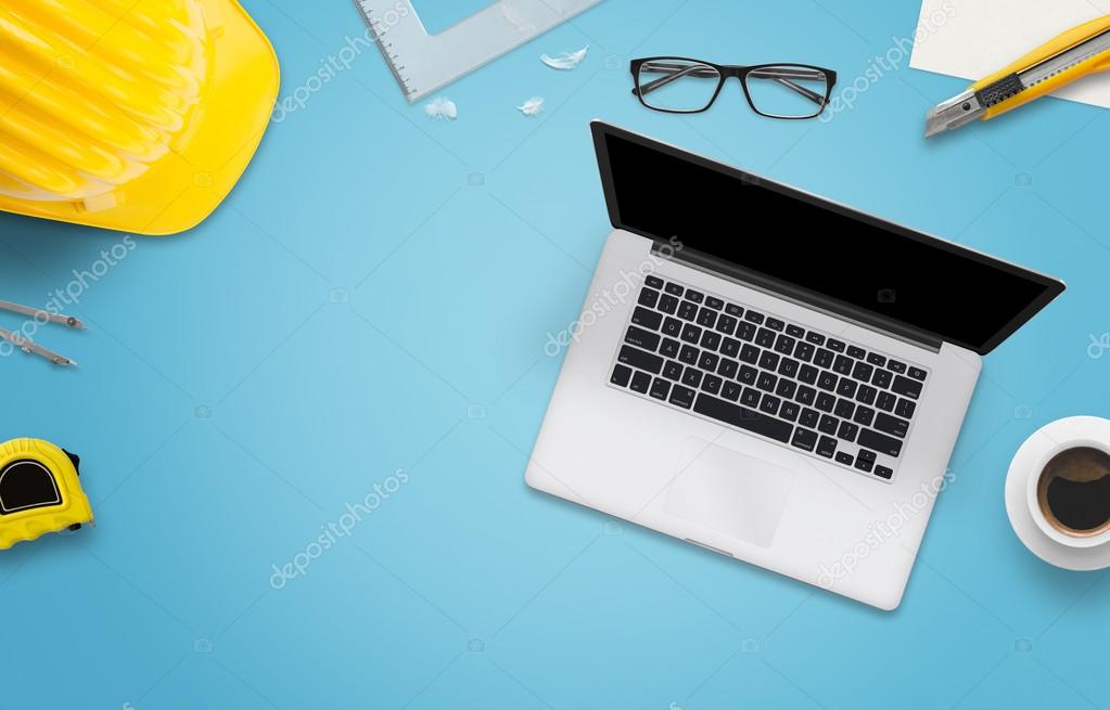Building apps and user interface on a laptop computer. Free space for ...