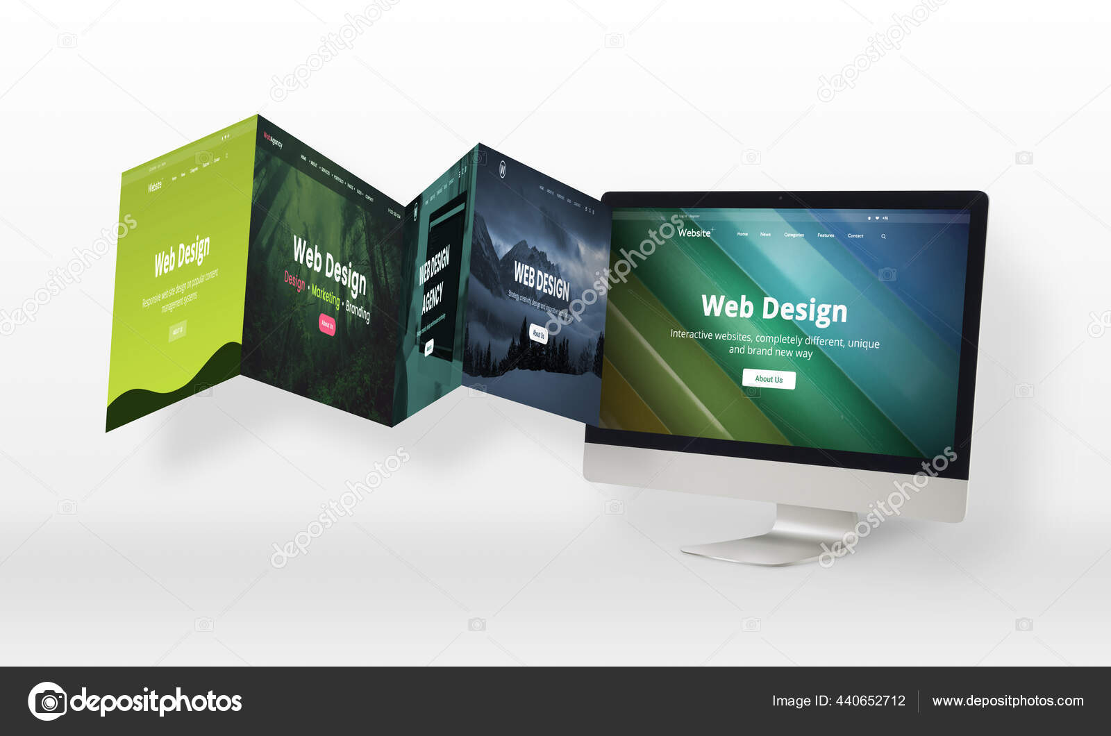 Web Design Concept Web Pages Come Out Computer Display Creative — Stock ...